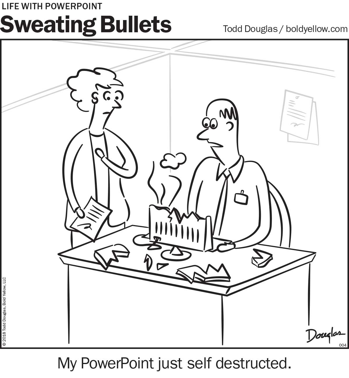 Bold Yellow & Sweating Bullets Cartoon